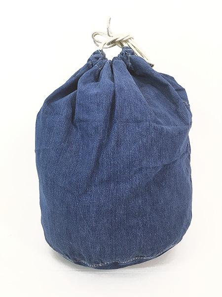 雑貨 古着 40s 米軍 インディゴ デニム 巾着型 ランドリー バッグ 中型 古着 ?@