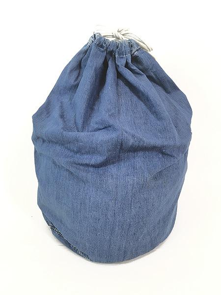 雑貨 古着 40s 米軍 インディゴ デニム 巾着型 ランドリー バッグ 中型 古着 ?A