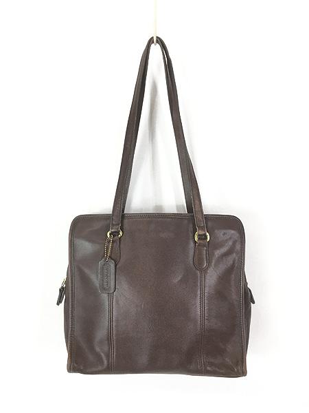 雑貨 古着 90s OLD COACH 本革 レザー ショルダー トート バッグ 茶 小型 古着
