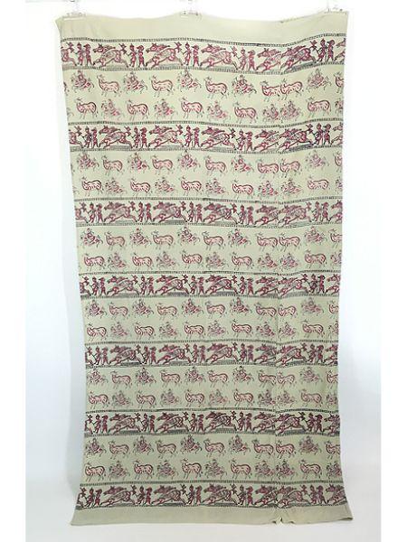 雑貨 古着 70s- 民族 ボーダー 総柄 ペルシャ更紗 カバー ファブリック シーツ インテリア 古着