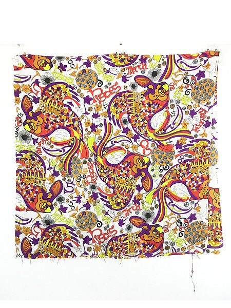 雑貨 古着 70s 魚座 星座 サイケデリック 総柄 カバー ファブリック シーツ インテリア 古着