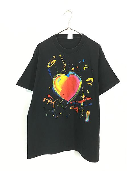 古着 90s USA製 Peter Max 「Grand Slam Heart」 サイケデリック ポップ アート Tシャツ L