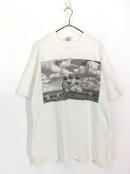 古着 90s USA製 Willabel Cole Mitchell 「Entre Nous」 モノクロ フォト ピクチャー アート Tシャツ XL