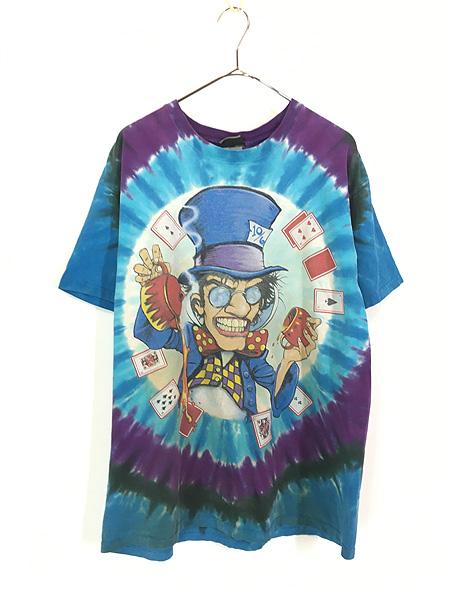 古着 00s Alice in Wonderland 不思議の国のアリス 「Mad Hatter × Cheshire Cat」 キャラクター タイダイ Tシャツ L