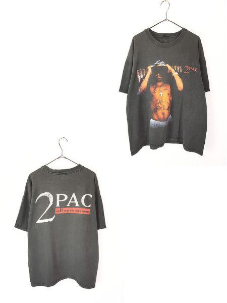 古着 90s TUPAC 2pac 「all eyes on me」 フォト ヒップホップ ラップ Tシャツ XL位