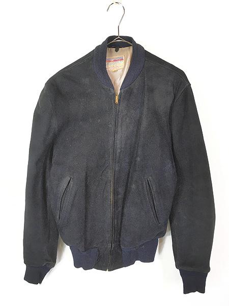 古着 50s Californian 本革 ネイビー ヌバック レザー スポーツ ジャケット 40