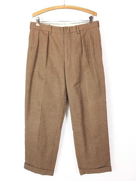 古着 90s Polo Ralph Lauren ウール コットン スラックス タック パンツ ストレート W32 L30