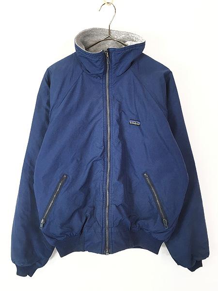 古着 80-90s USA製 Patagonia 裏地 フリース シェルド シンチラ シェル ジャケット 青 M 古着