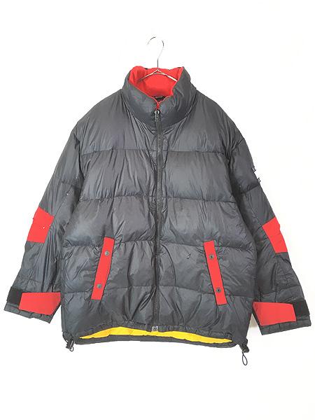 古着 90s  JEANS フラッグ ロゴ パッチ リップストップ シェル ダウン ジャケット L