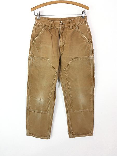 古着 00s USA製 Carhartt 「Helmets to Hardhats」 ブラウン ダック Wニー ペインター カスタム ワーク パンツ W28 L28 古着