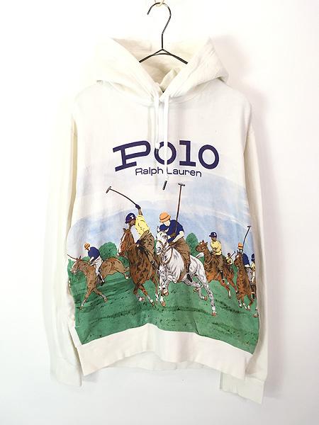 古着 Polo Ralph Lauren ポロ 競技 アート グラフィック スウェット パーカー M 古着