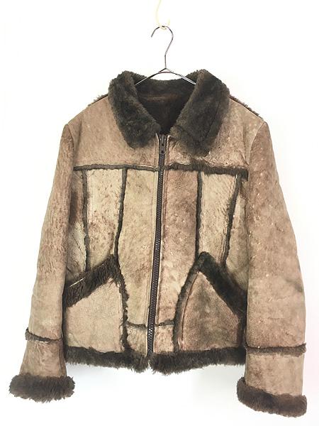 古着 80s 製 Leather Attic 本革 ムートン シープスキン レザー ジャケット ブルゾン 42