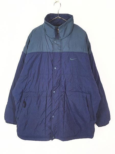 古着 90s NIKE 2トーン ハイネック パデット ナイロン ジャケット XL 古着