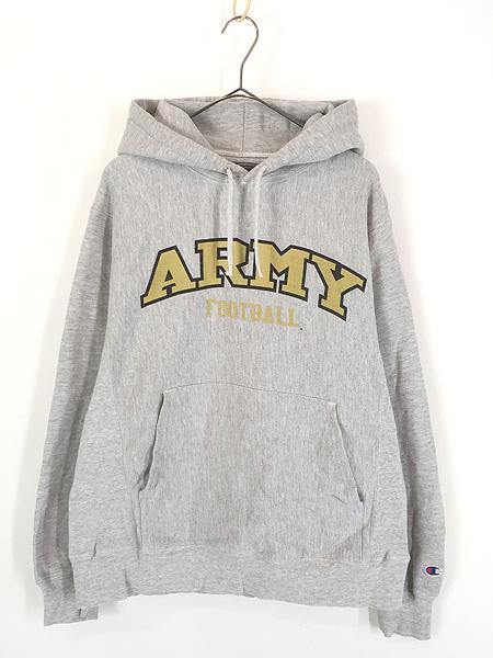 古着 00s Champion Reverse Weave 「ARMY FOOTBALL」 ミリタリー リバース スウェット パーカー S