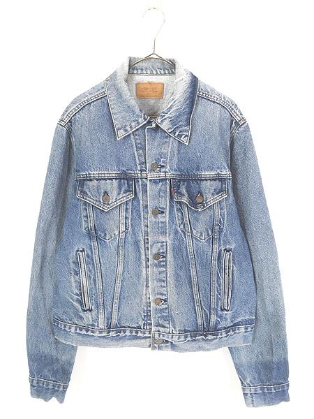 古着 80s USA製 Levi's 71506-0216 4th ポケット付 ブルー デニム トラッカー ジャケット Gジャン ロング丈 46