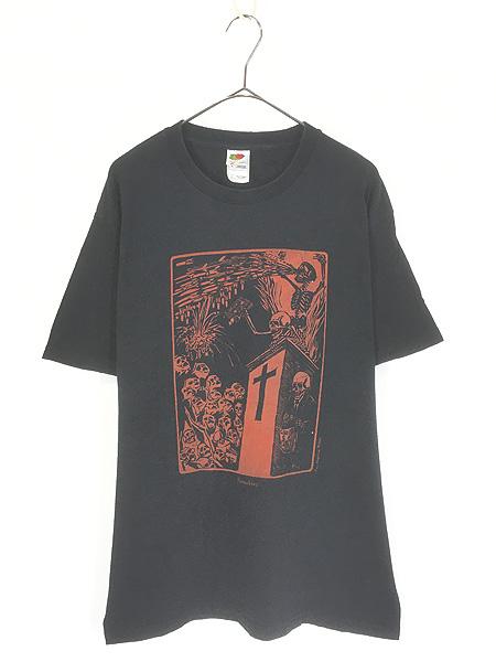 古着 00s Wildwood Productions 「Preachers」 説教者 スカル ダーク アート Tシャツ L 古着