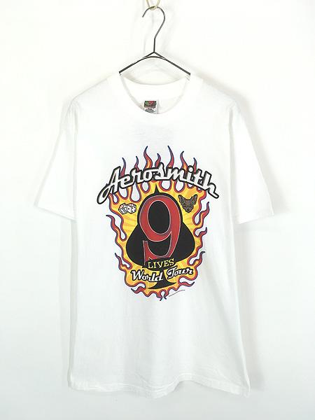 古着 90s AERO SMITH 「Nine Lives」 ワールド ツアー ハード ロック バンド Tシャツ L
