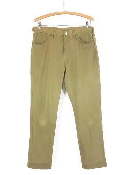 古着 70s USA製 Wrangler コットンツイル パンツ ストレート ローアンバー W32 L29