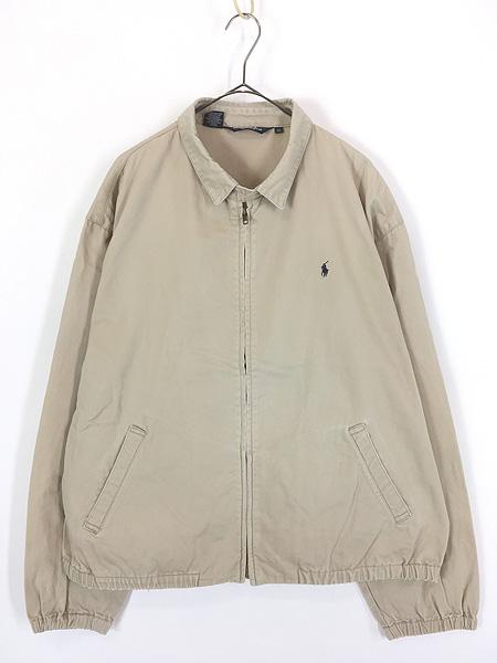 古着 90s USA製 Polo Ralph Lauren ワンポイント コットン ツイル スウィングトップ ジャケット ベージュ XL 古着