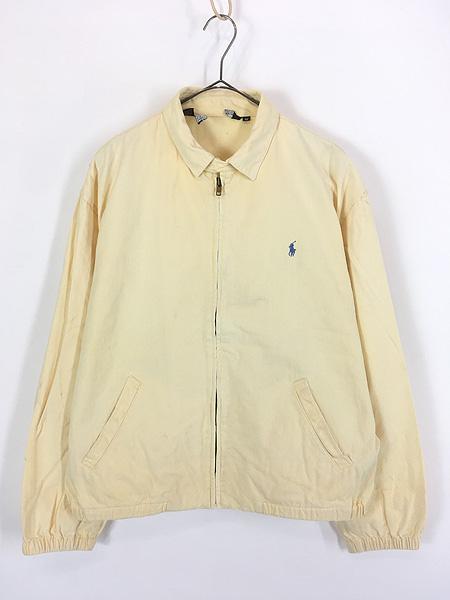 古着 90s USA製 Polo Ralph Lauren ワンポイント コットン ツイル スウィングトップ ジャケット イエロー M 古着