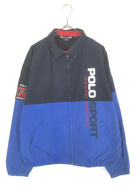 古着 90s POLO SPORT Ralph Lauren ロゴ 刺しゅう コットン スウィングトップ ジャケット XL 古着