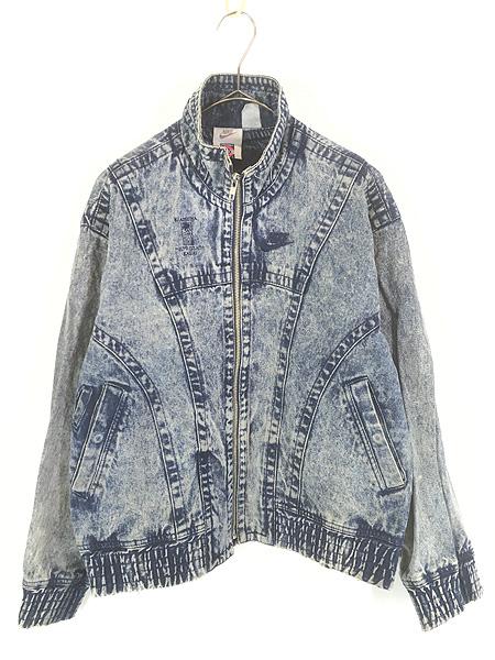 古着 90s NIKE CHALLENGE COURT KIAHUNA アシッド ケミカル デニム ジャケット ブルゾン S 古着