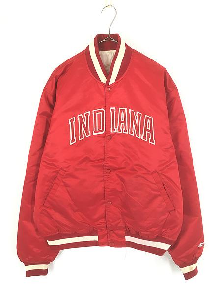 古着 90s USA製 STARTER INDIANA 光沢 サテン カレッジ スタジャン ジャケット XL 古着
