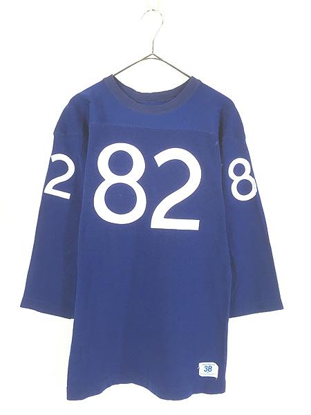 古着 60s Champion Knit Wear 4面 ナンバリング 100%コットン フットボール Tシャツ 七分袖 38 古着