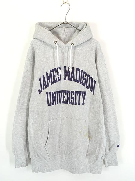 古着 90s USA製 Champion Reverse Weave 「JAMES MADISON」 2段 カレッジ リバース スウェット パーカー XXL 古着