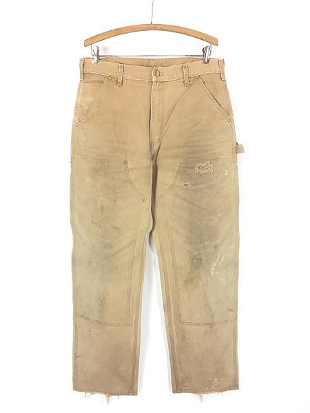 古着 00s USA製 Carhartt BRN フェード ブラウン ダック Wニー ワーク ペインター パンツ W34 L31 古着