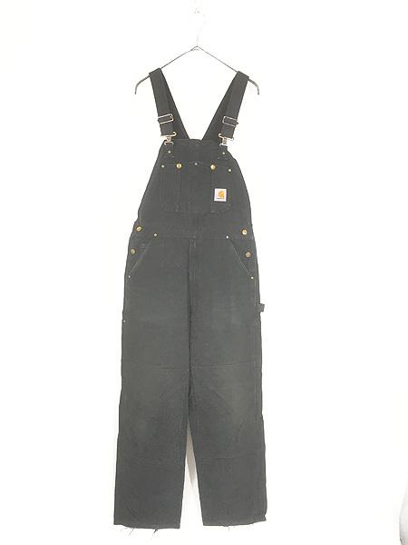 古着 90s- Carhartt BLK ブラック ダック Wニー ワーク オーバーオール W35 L31 古着