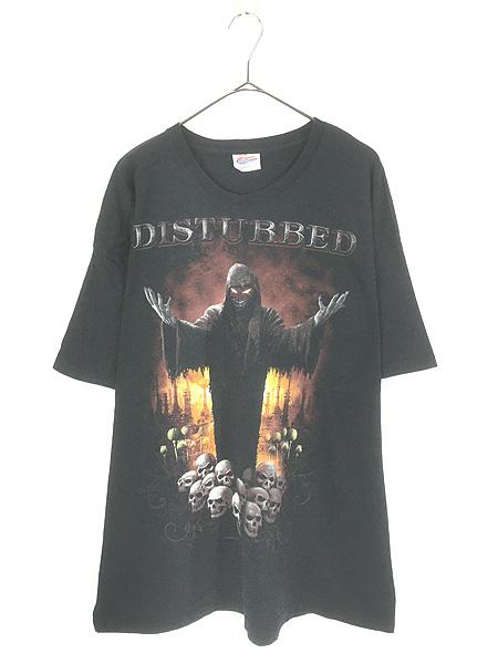 古着 00s DISTURBED ボーン スカル ヘヴィ メタル ロック バンド Tシャツ 2XL