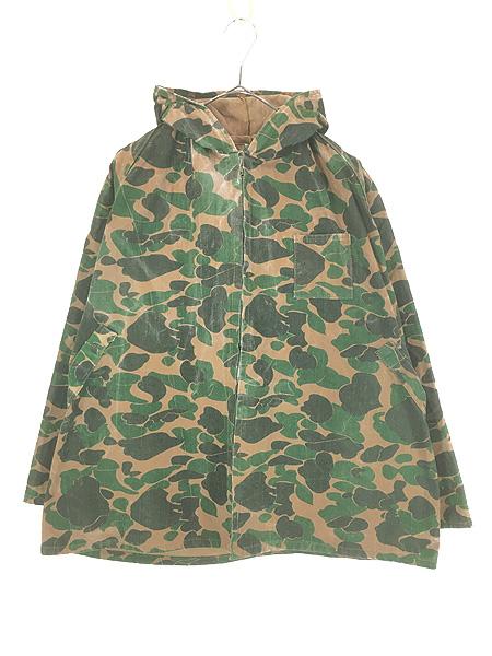 古着 70s 初期 ダックハンター カモ 迷彩 コットンダック フーデッド ハンティング ジャケット パーカー XL位