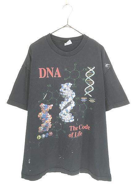 古着 90s USA製 「DNA」 The Code of Life 元素 化学 グラフィック サイエンス Tシャツ XL