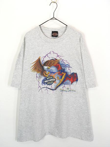古着 90s HARLEY DAVIDSON イーグル VS ドラゴン Tシャツ XXL 古着