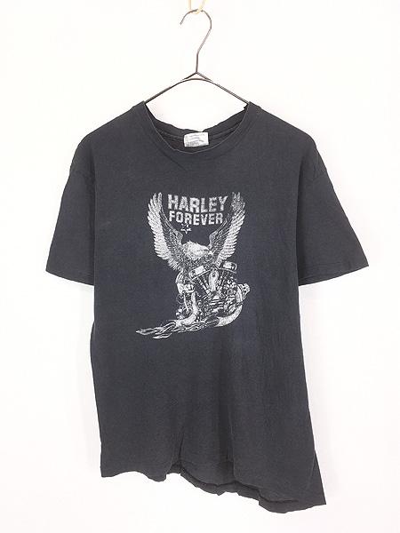 古着 80s USA製 HARLEY DAVIDSON 「HARLEY FOREVER」 エンジン イーグル 両面 グラフィック Tシャツ M 古着
