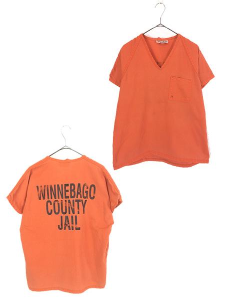 古着 80s USA製 WINNEBAGO COUNTRY JAIL プルオーバー コットン 囚人 ジェイル プリズナー シャツ 半袖 M