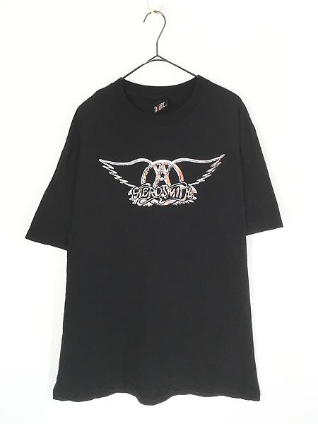 古着 00s AERO SMITH シンプル ロゴ ハード ロック バンド Tシャツ XL位