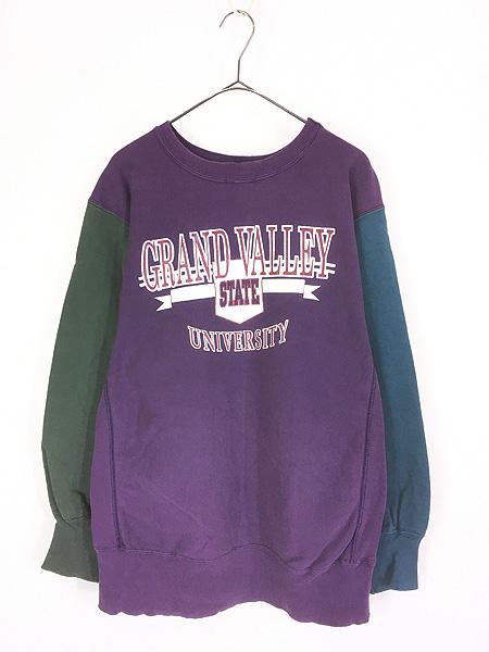 古着 90s USA製 Champion Reverse Weave 「GRAND VALLEY」 3カラー クレイジー カレッジ リバース スウェット XL 古着