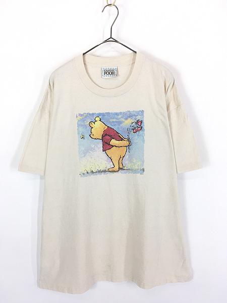 古着 90s USA製 Disney Classic Pooh クマのプーさん クラシック アート Tシャツ XL位 古着
