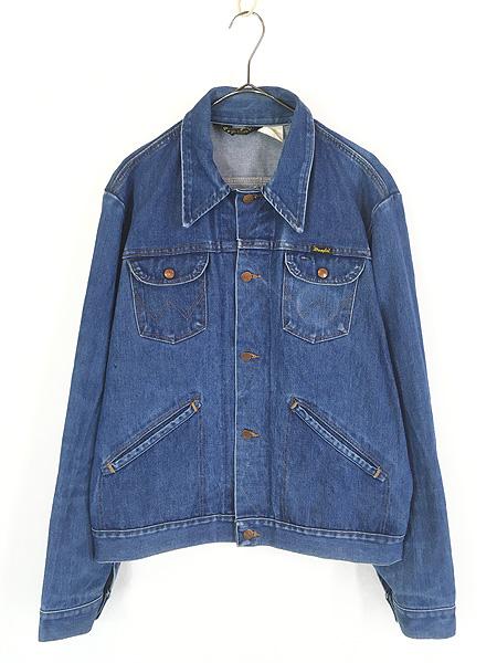 古着 70s USA製 Wrangler 136MJ No Fault Denims ブルー デニム トラッカー ジャケット Gジャン 44L!!