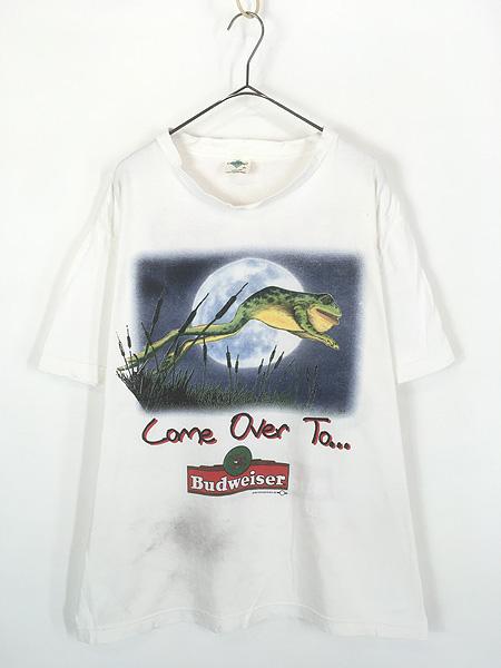 古着 90s Budweiser バドワイザー 「Come Over To... My Pad」 ビール 企業 カエル 両面 グラフィック Tシャツ XL 古着