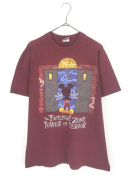 古着 90s USA製 Disney Mickey ミッキー 「Tower of Terror」 アトラクション Tシャツ L 古着
