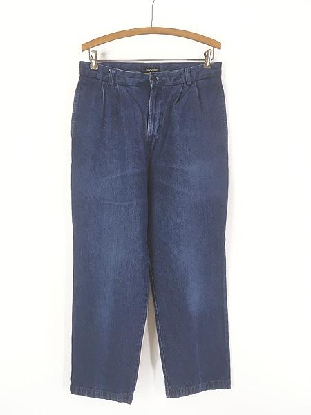 古着 00s Dockers 545-4518 濃紺 ブルー デニム チノ タック トラウザー パンツ ジーンズ ストレート W32 L29