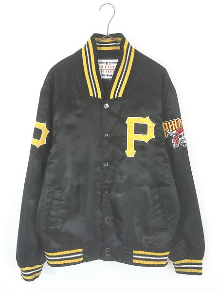 古着 90s MLB Pittsburgh Pirates パイレーツ パデッド 光沢 サテン スタジャン ジャケット S 古着