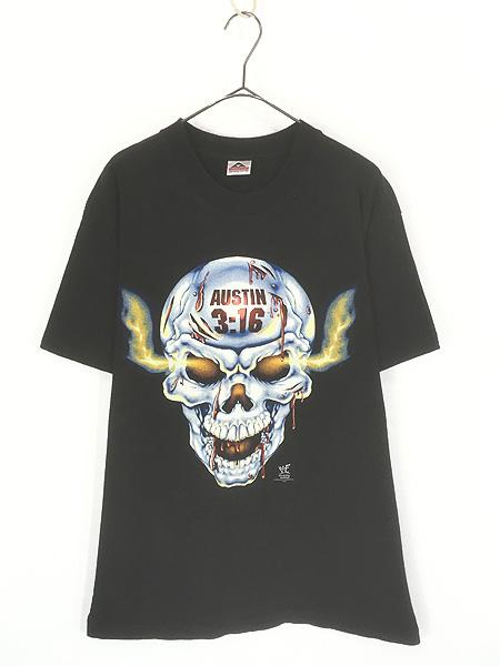 古着 90s USA製 WWF Stone Cold Austin 3:16 スカル レスリング プロレス 格闘技 Tシャツ L 古着