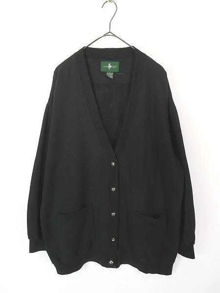レディース 古着 90s Hunt Club 無地 ソリッド パチポケ オールド スウェット カーディガン 黒 L 古着