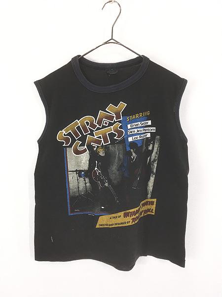 レディース 古着 80s Stray Cats 「Struttin Across America Tour」 ツアー ロカビリー ロック バンド ノースリーブ Tシャツ タンクトッ