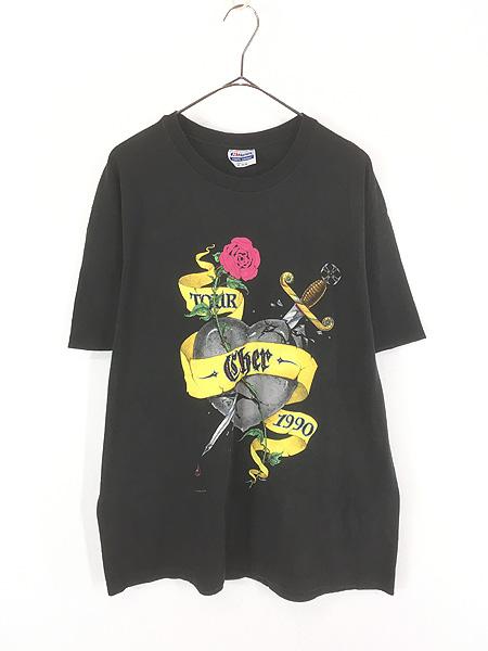 レディース 古着 90s USA製 CHER 「HEART OF STONE TOUR 1990」 ツアー ポップ ミュージック Tシャツ XL