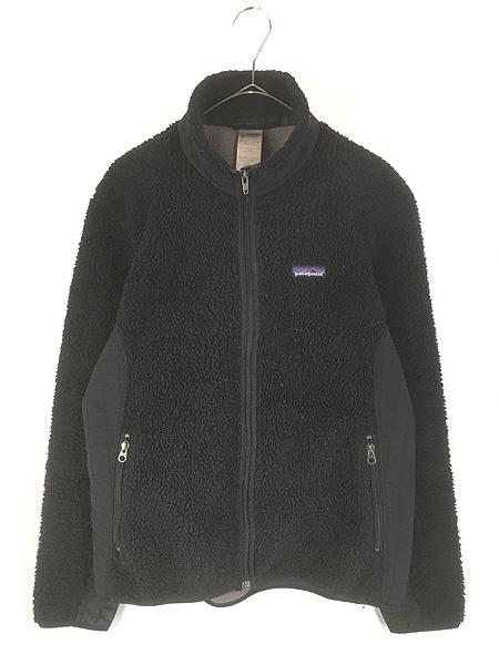 レディース 古着 08s Patagonia レトロX シンチラ ナイロン 切替 もこもこ フリース ボア ジャケット 黒 L